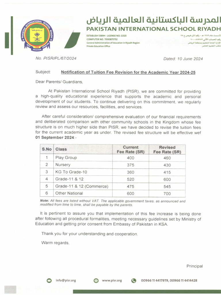 Fee Increase Letter (10 June 2024) - 1 | PDF