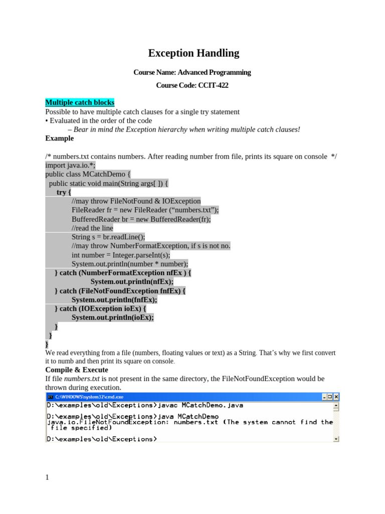 Lab 2 Exception Handling - Final | PDF