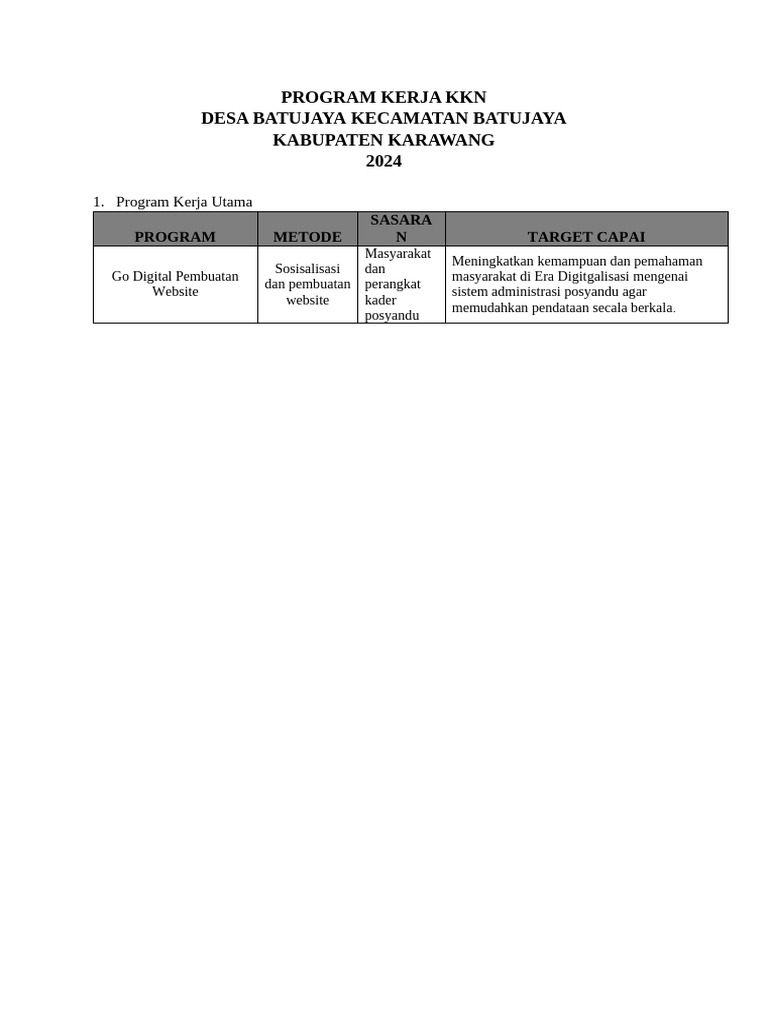 Program Kerja KKN | PDF Program Kerja KKN | PDF