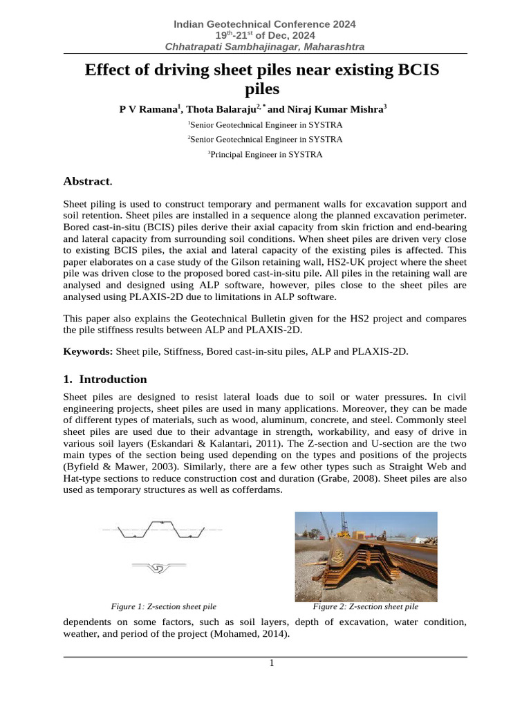 Pamu - Thota - Mishra - Effect of Driving Sheet Piles Near Existing ...