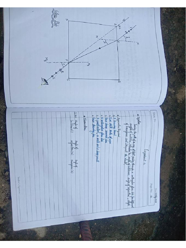 Experiment 4 Glass Slab Class 10 | PDF