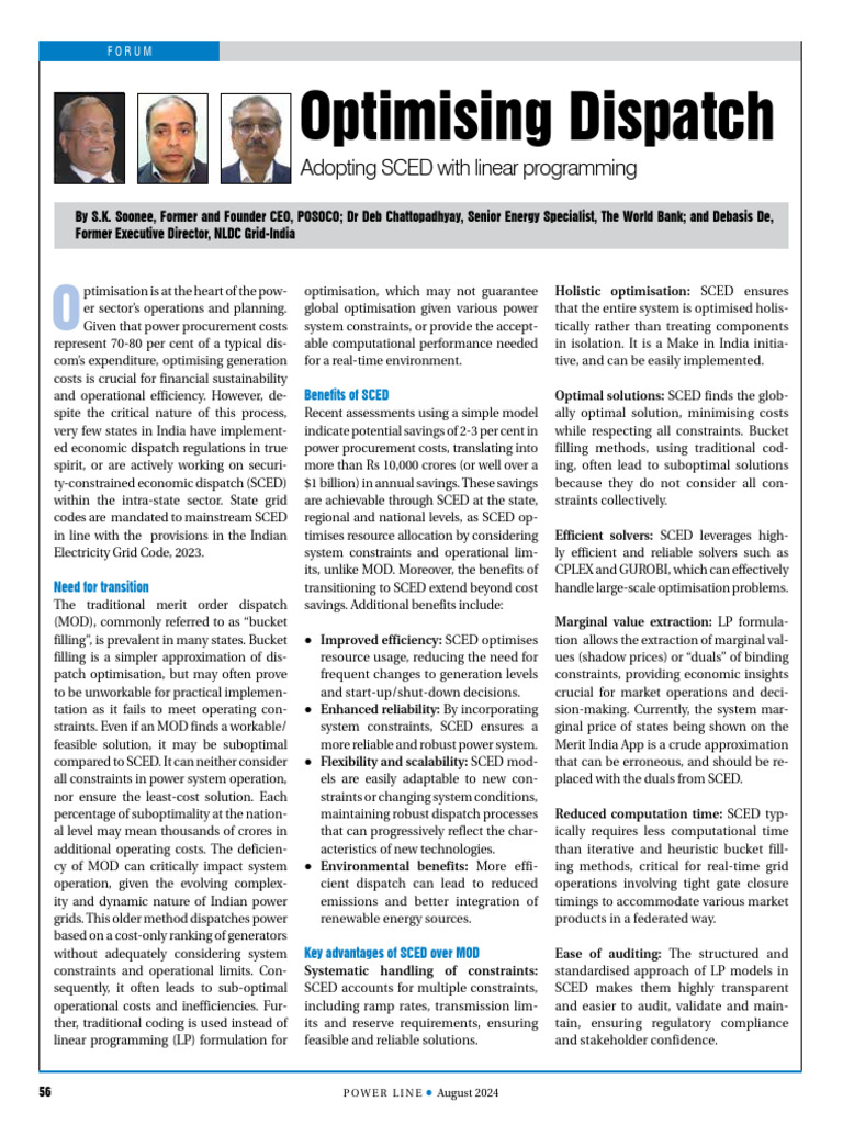 Optimising Despatch Adopting SCED With Linear Programming | PDF ...