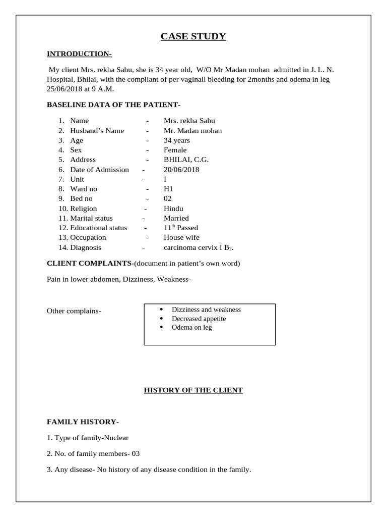 Case Study On Cervical Cancer | PDF | Vagina | Uterus