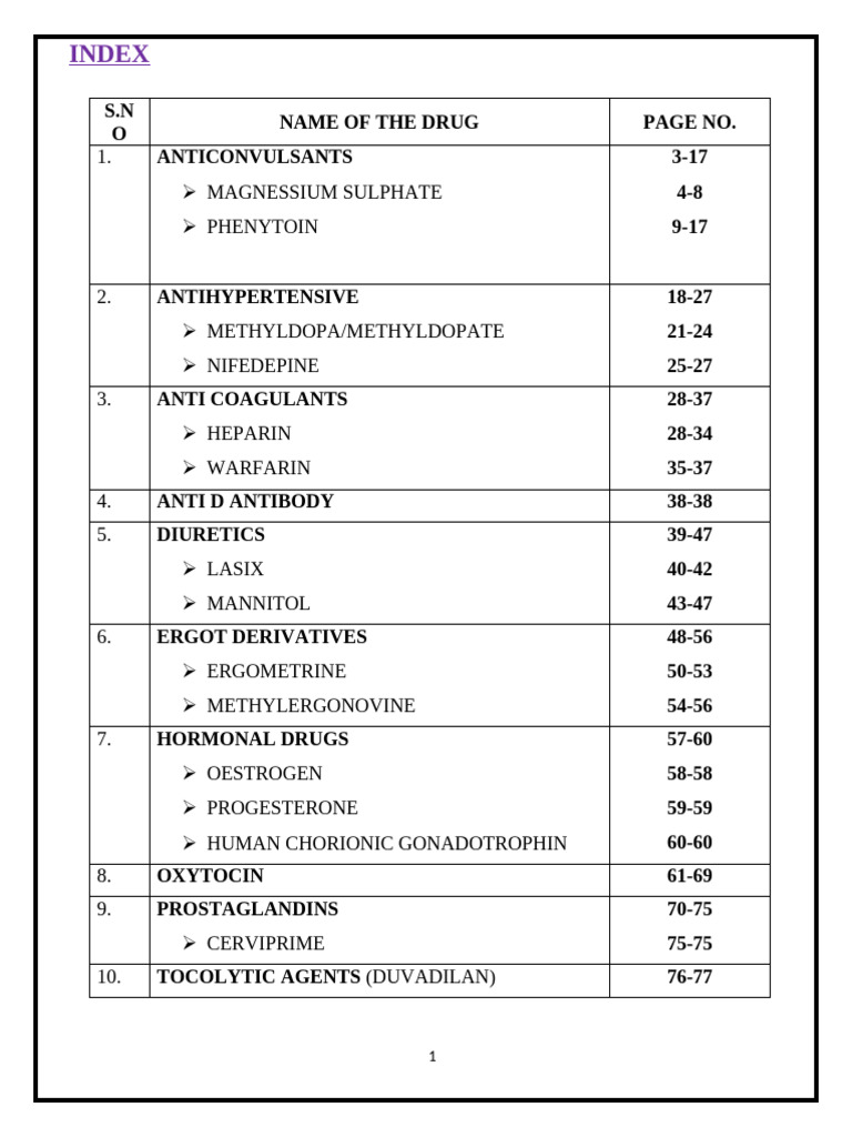DRUG FILE For Obstetrics and Gynaecology | PDF | Magnesium | Nausea