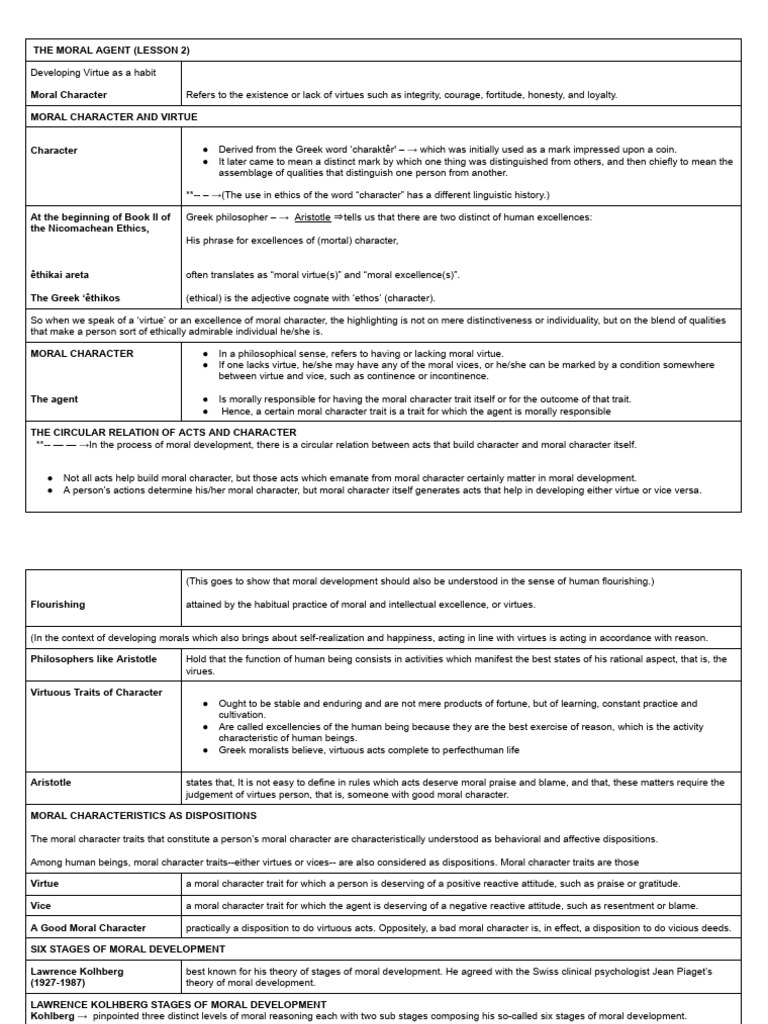 The Moral Agent (Lesson 2) | PDF