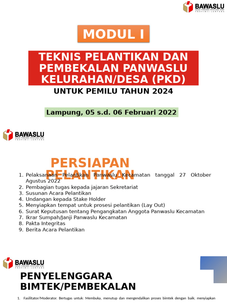 Modul I. Teknis Pelantikan Dan Pembekalan PKD | PDF