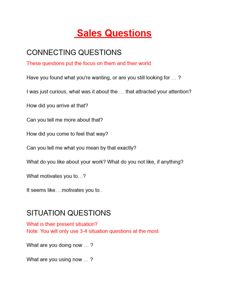 Sales Questions | PDF