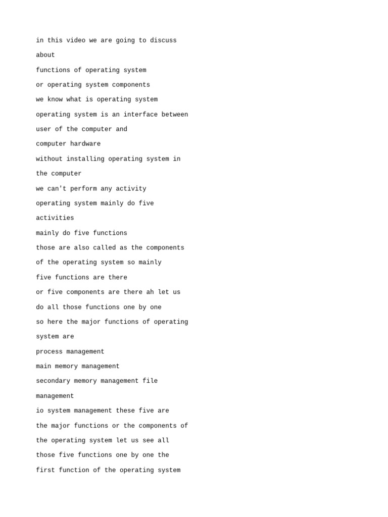 (English (Auto-Generated) ) Functions of Operating Systems - Operating System Components ...