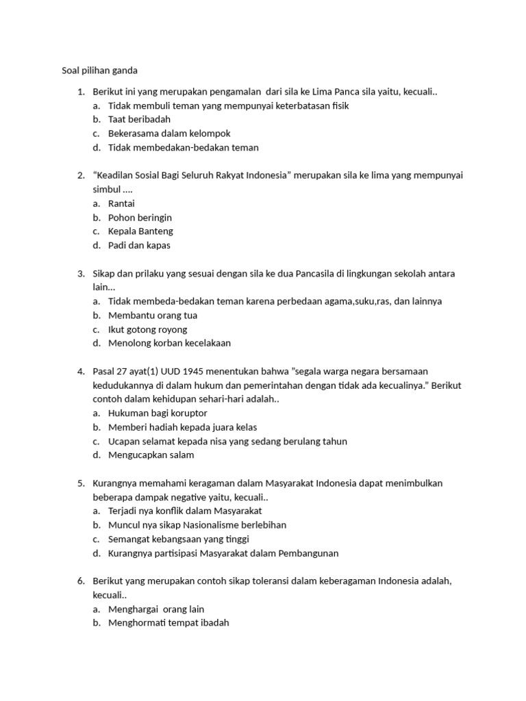 Soal PKN | PDF