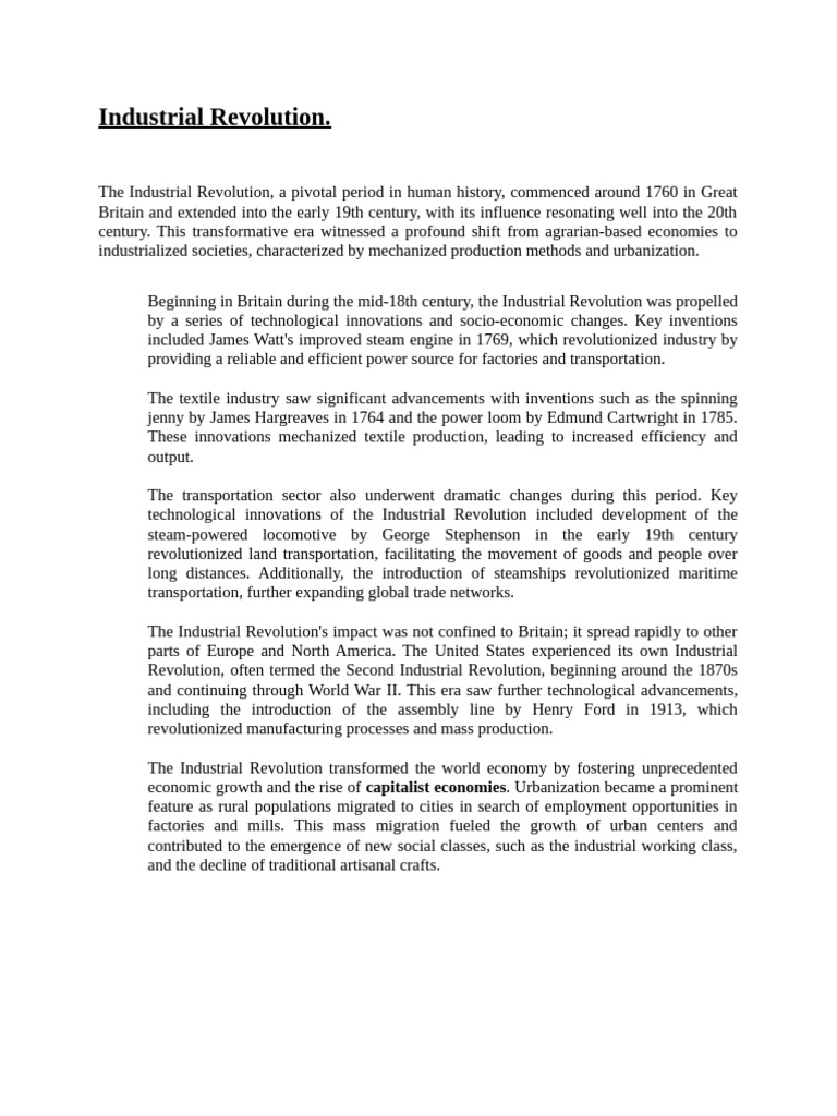 WC Final Answers | PDF | Industrial Revolution | History