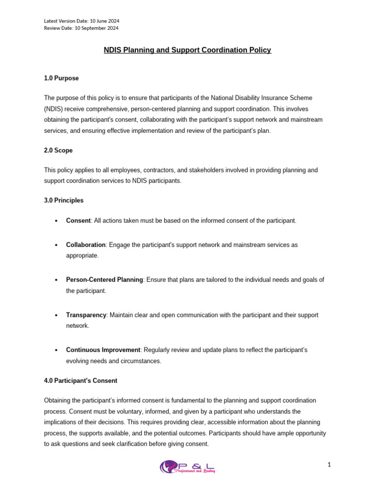 NDIS Planning and Support Coordination Policy | PDF
