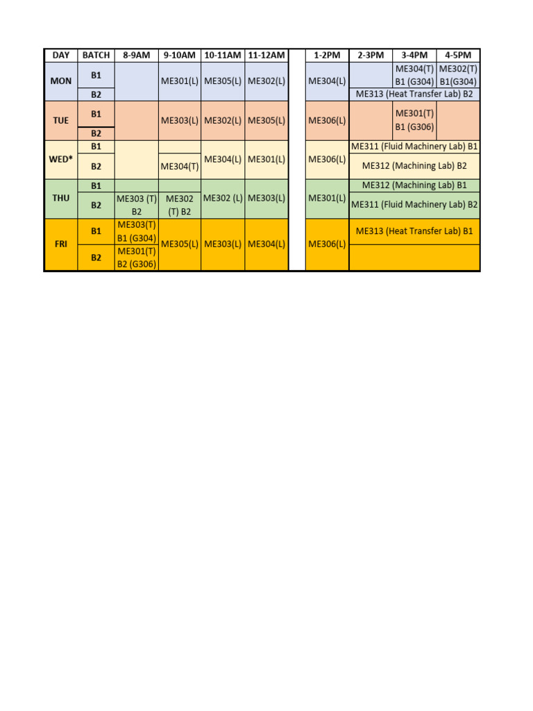 Timetable Secb | PDF