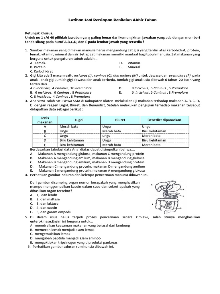 Latihan Soal Biologi | PDF