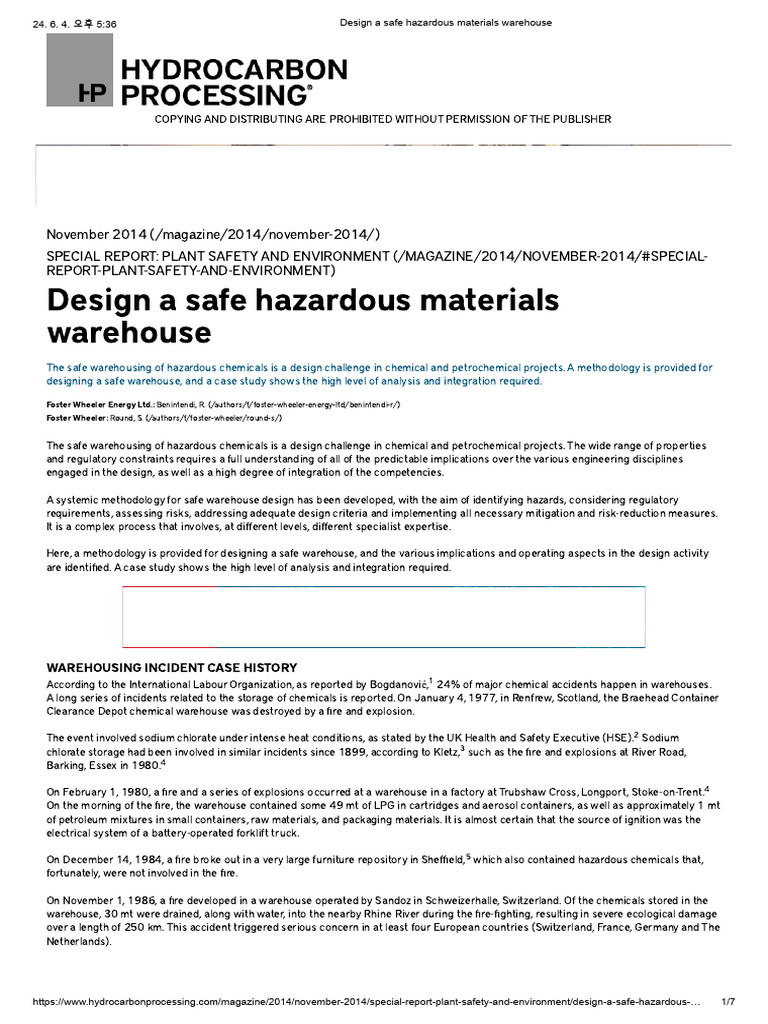 Design A Safe Hazardous Materials Warehouse | PDF