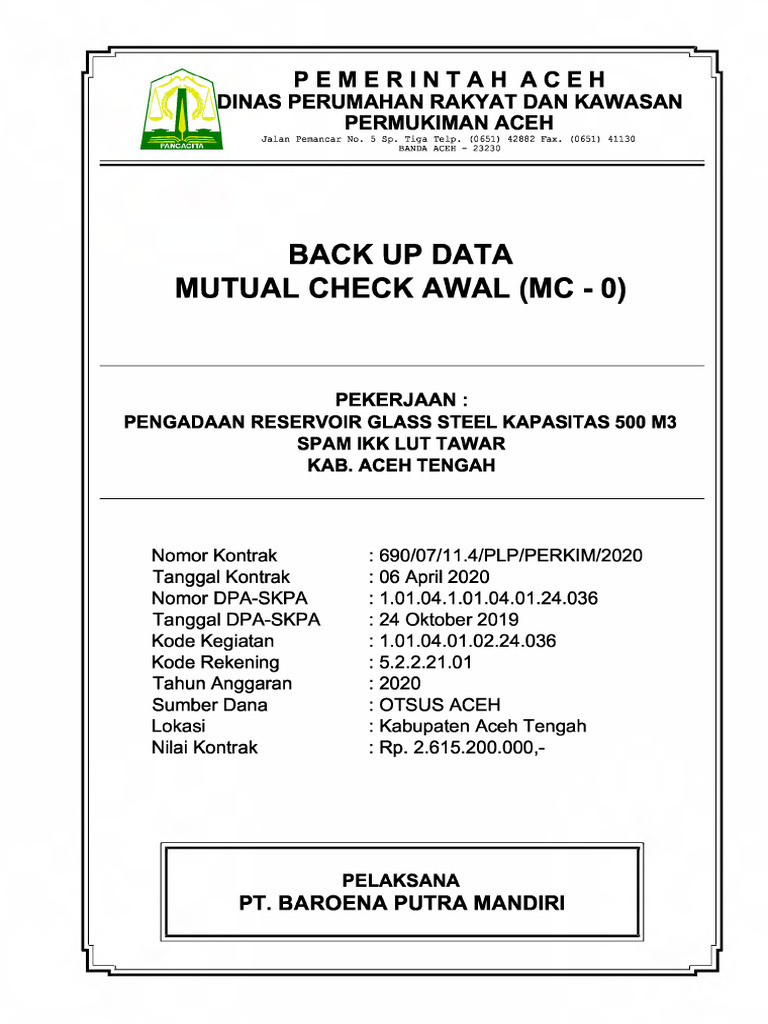 Back Up Data Mc 0 Reservoir | PDF
