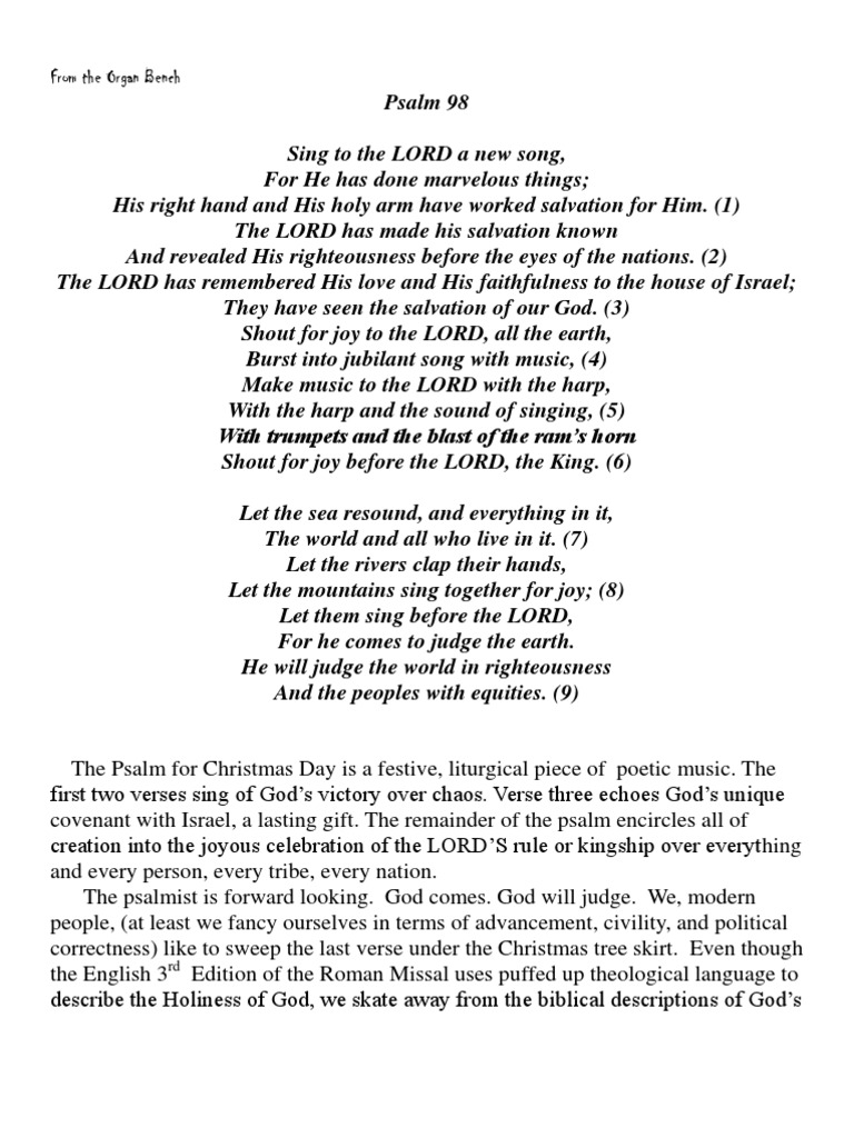 Psalm 98: A Christmas Reflection | PDF | Psalms | Christmas