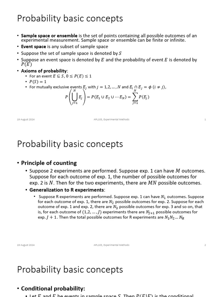 Basic Probability Concepts Explained | PDF | Probability Distribution ...