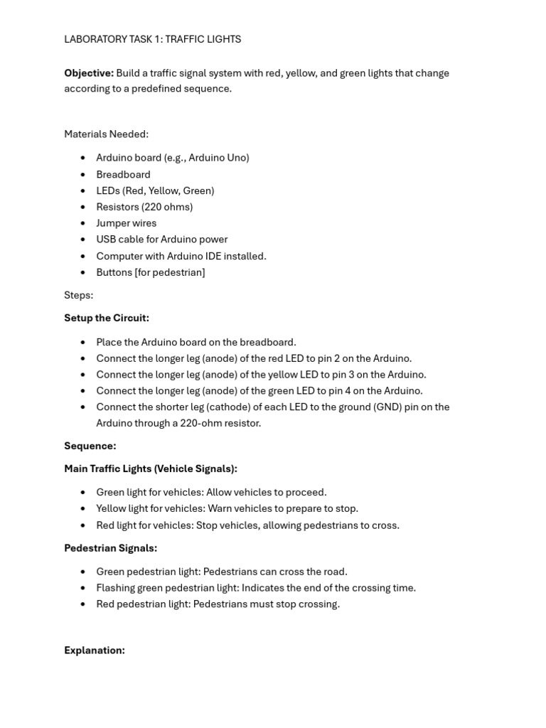 Lab Task 1 Traffics Lights | PDF