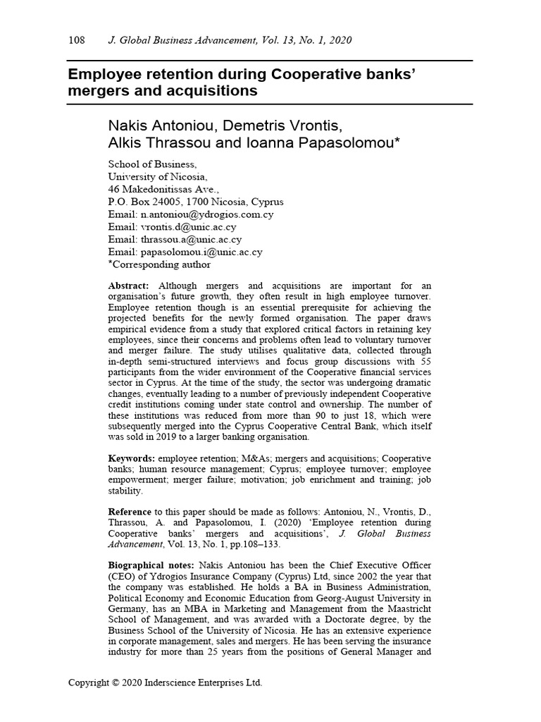 EmployeeretentionduringCooperative - JGBA-2020 | PDF