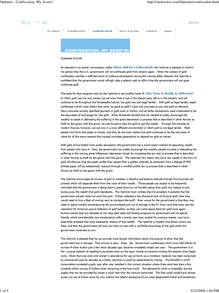 Confiscation, My Assets | PDF