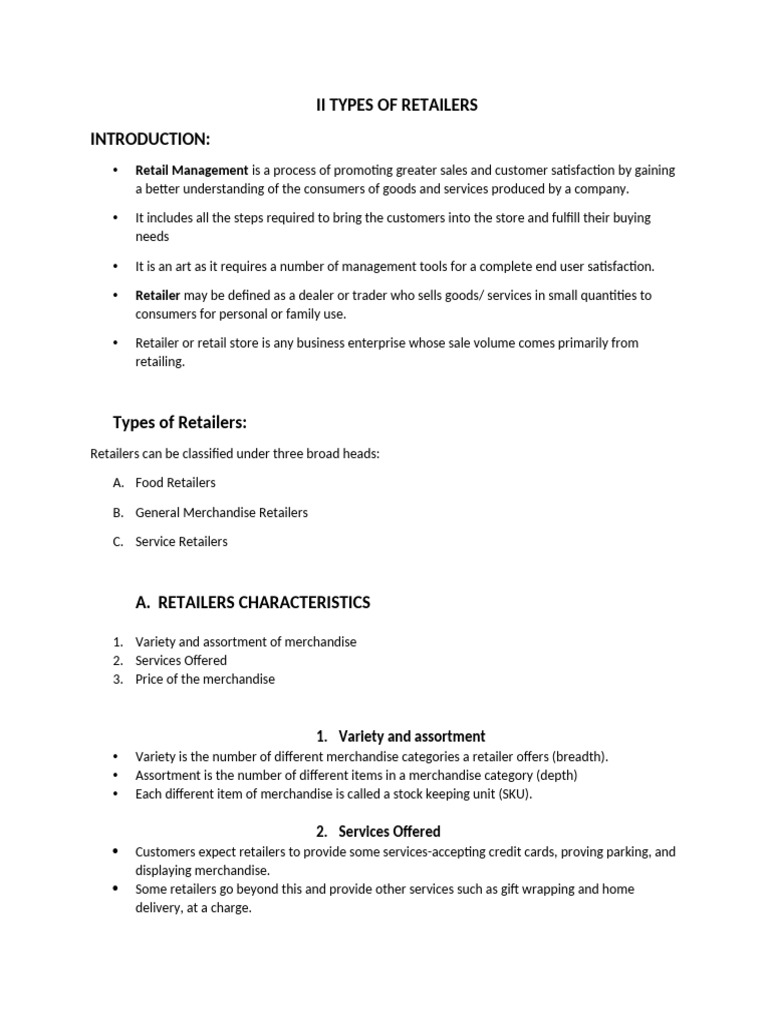 RETAIL MANAGEMENT Group 1 Report | PDF