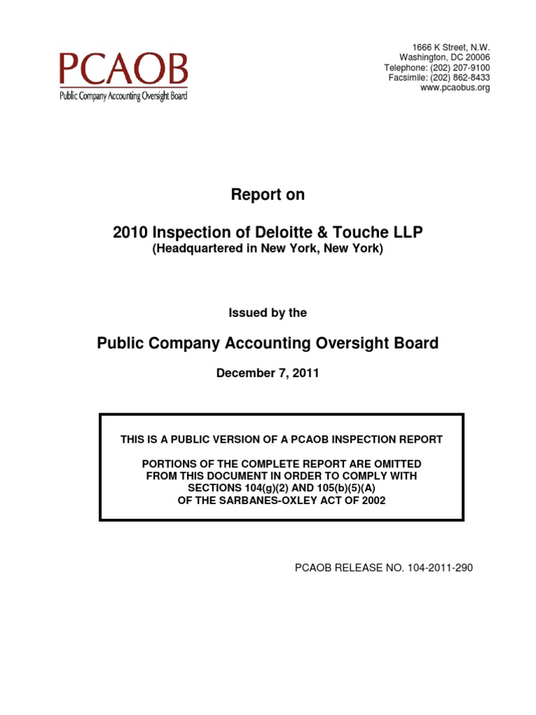 2011 Deloitte Pcaobinspection | PDF | Audit | Valuation (Finance)