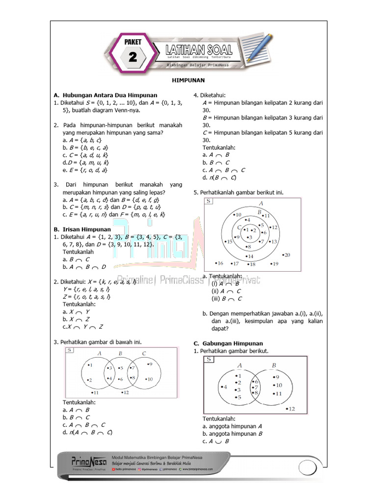 Mat Bab 2 Latihan Soal 2 Himpunan | PDF
