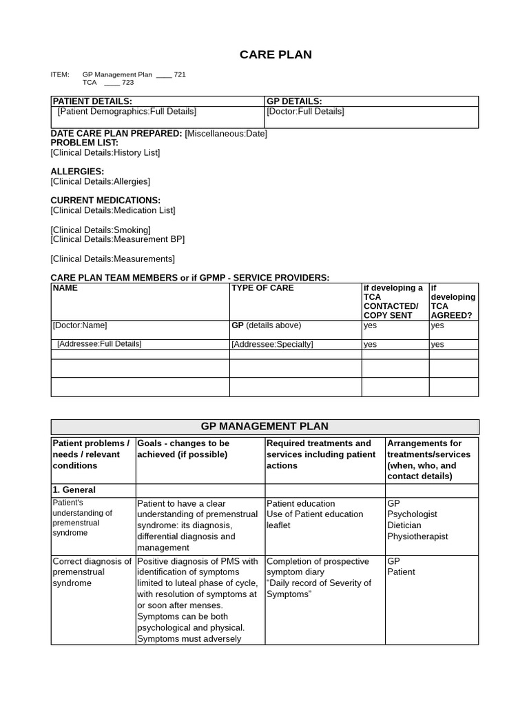 Z PMS Care Plan | PDF