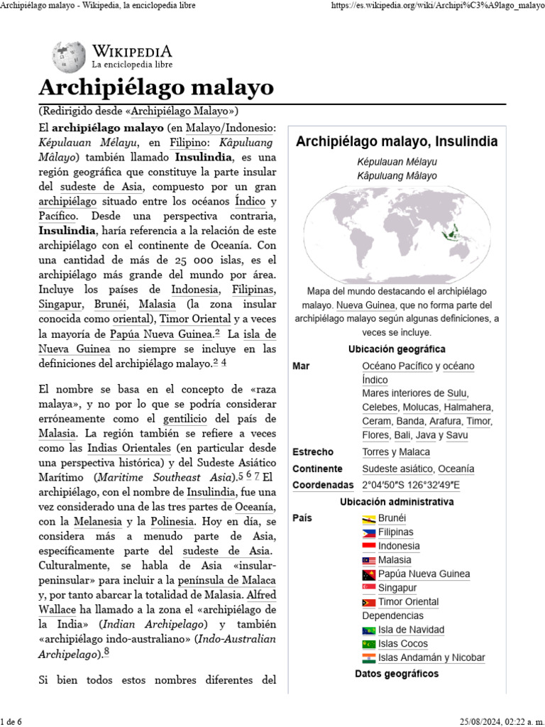 Archipiélago Malayo - Wikipedia, La Enciclopedia Libre | PDF