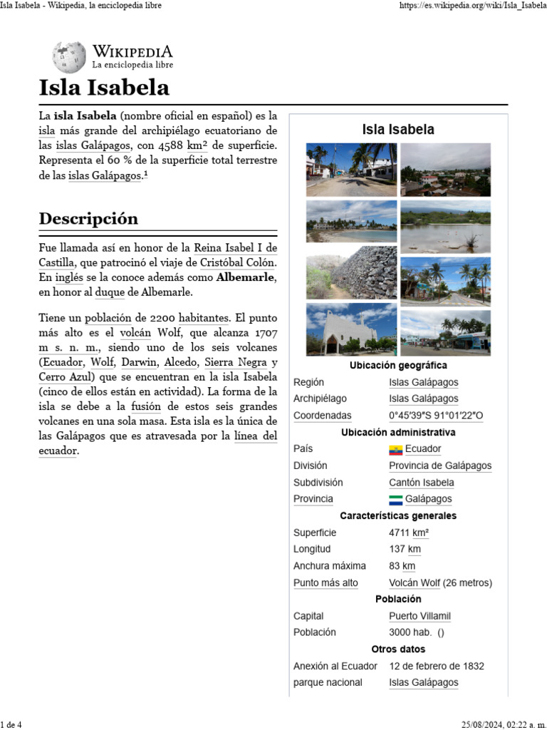 Isla Isabela - Wikipedia, La Enciclopedia Libre | PDF