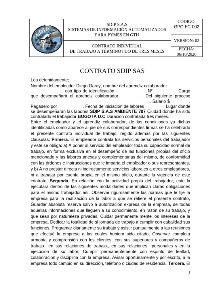 6 - CONTRATO SDIP S.A.S.ddddd | PDF