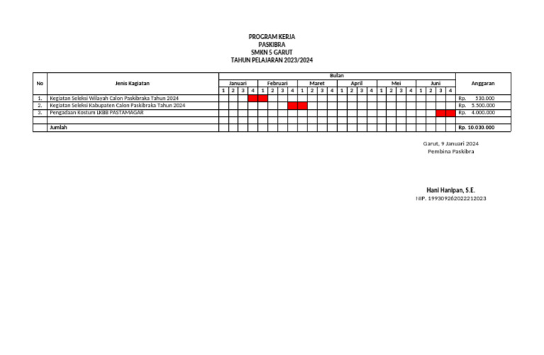 Matrik Program Kerja Paskibra 24 | PDF