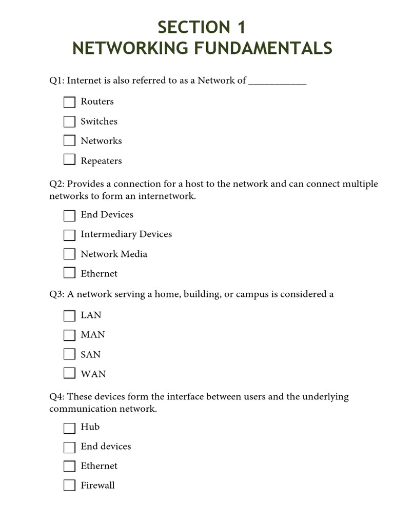 Section 1 - Quiz | PDF