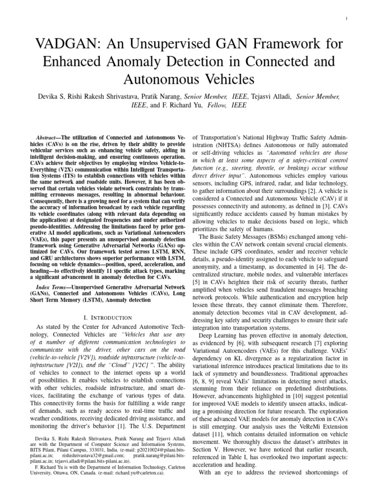 VADGAN An Unsupervised GAN Framework For Enhanced Anomaly Detection in ...