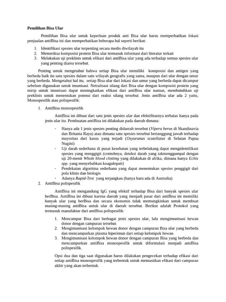 Pemilihan Bisa Ular | PDF