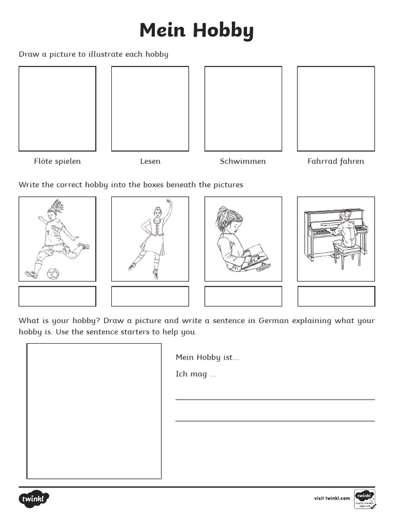 Hobbies Activity Sheet German Deutsch Ver 1 | PDF