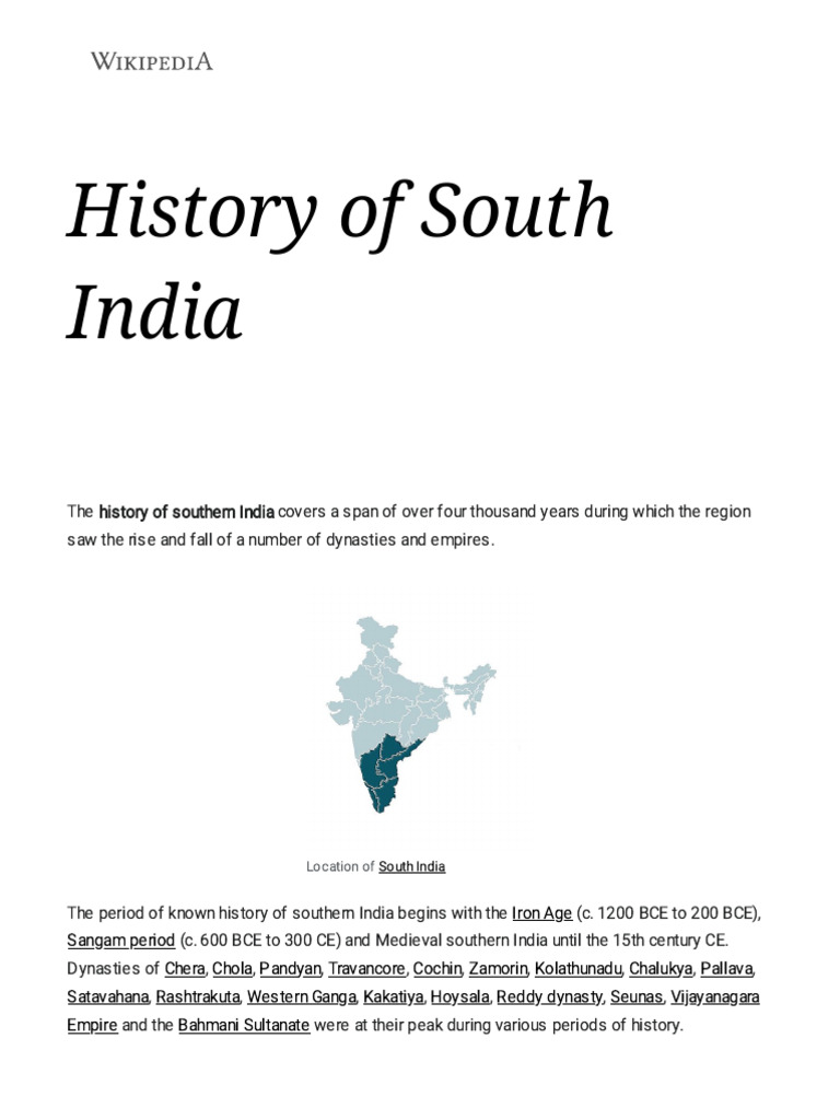 History of South India - Wikipedia | PDF