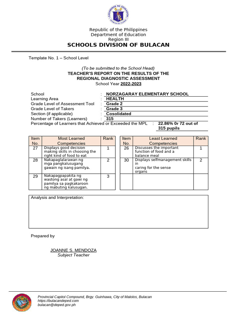 Diagnostic Test-Grade 3 - Pe-Health-Mpl - ML - LL | PDF