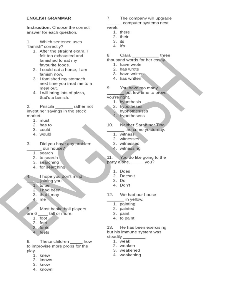 English Grammar and Correct Usage DRILLS | PDF English Grammar and Correct Usage DRILLS | PDF