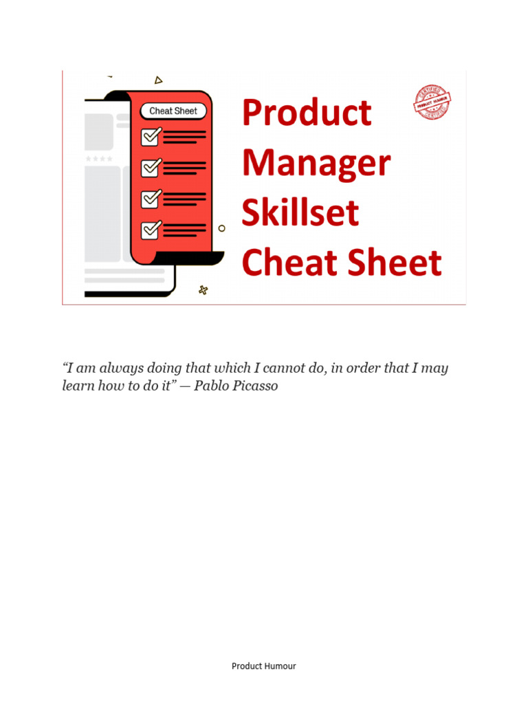 Product Manager Skillset Cheatsheet | PDF
