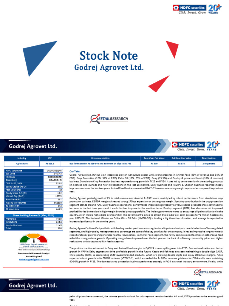 HSL - Stock Note - Godrej Agrovet - 150724 Signed | PDF