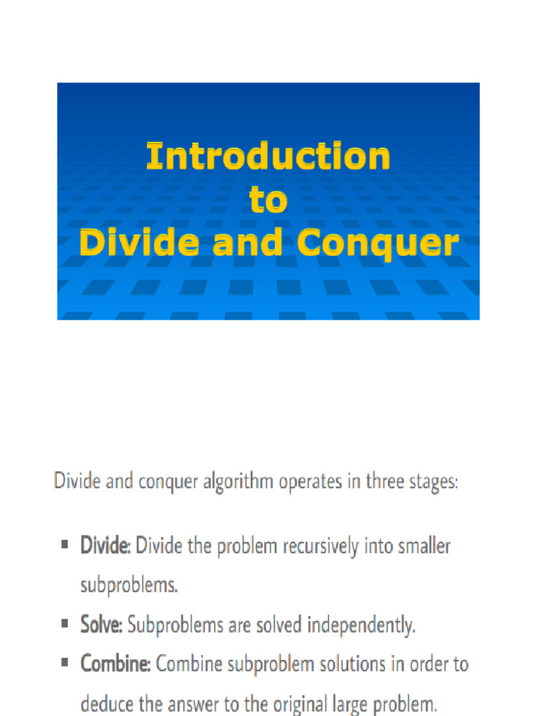 Divide and Conquer Intro and Strassens Multiplication | PDF