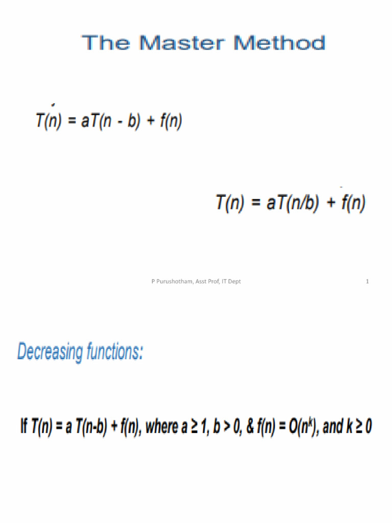 Recurrence Relation - Master Theorem | PDF