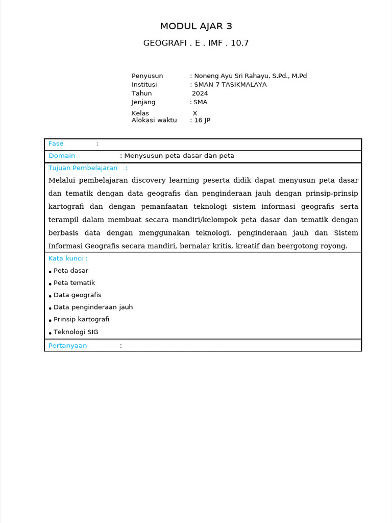 Modul Ajar 3 Kelas X Fase e 2024-2025 | PDF