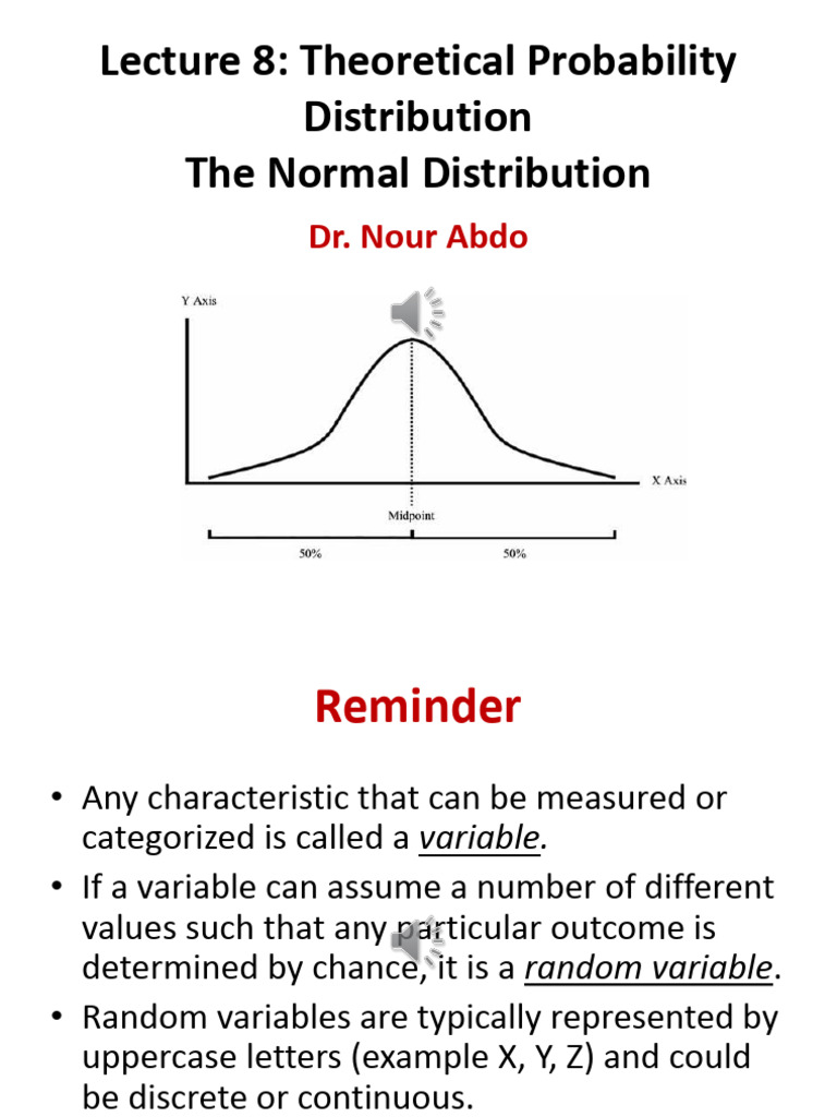 Biostatistics Lecture 8 Normal Distribution ELearning 1st Part | PDF