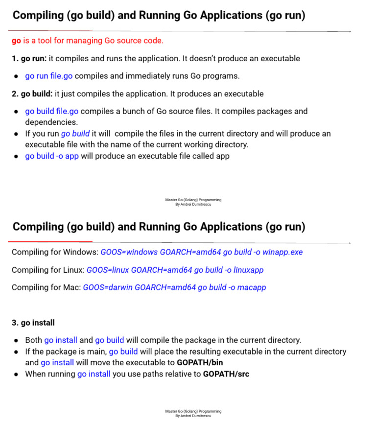 Slides - Compiling (Go Build) and Running Go Applications (Go Run) | PDF