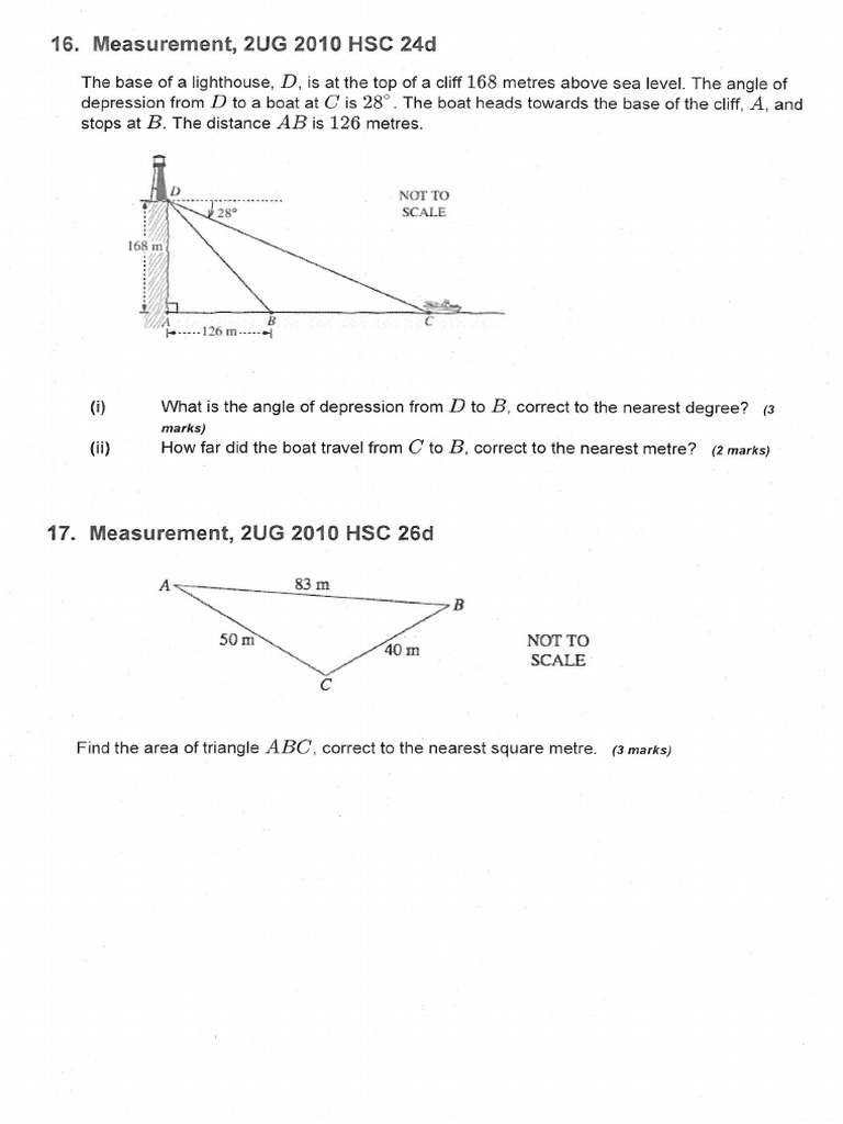 Angles of Elevation and Depression Worksheet | PDF