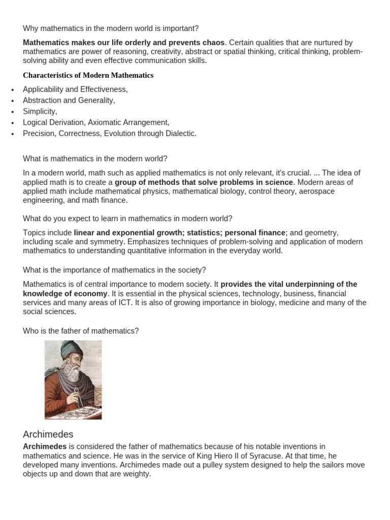 GE103 Why Mathematics in the Modern World is Important | PDF