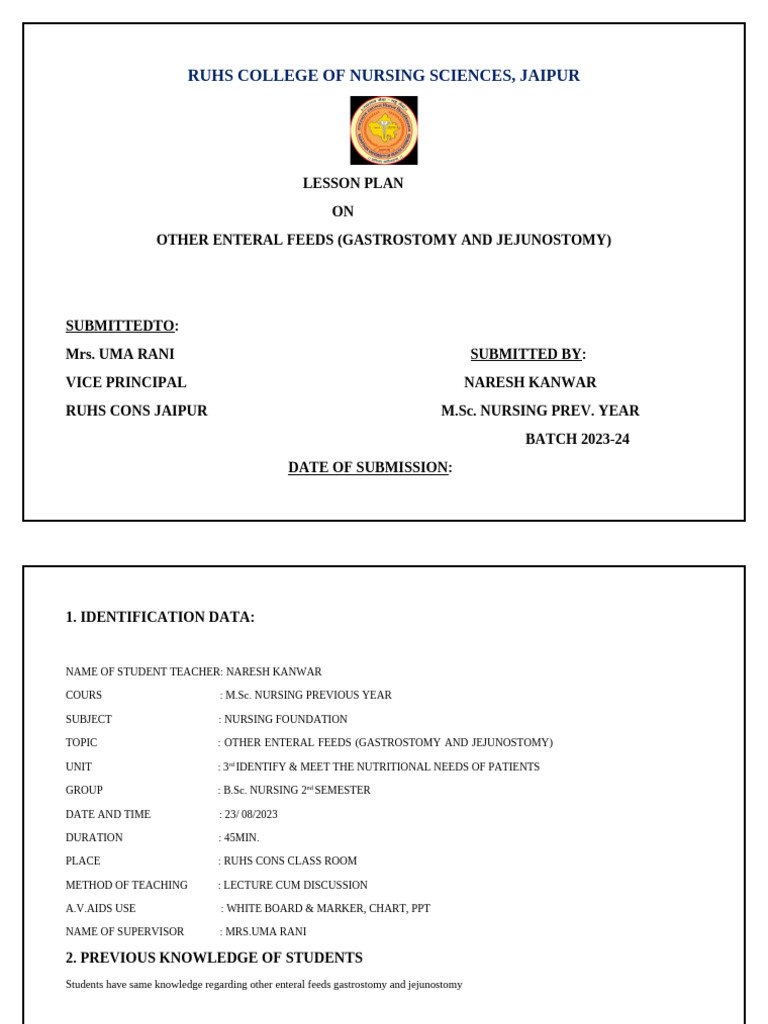 Lesson Plan On GT & JT | PDF