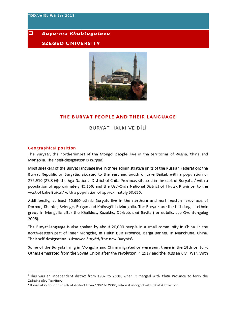 The Buryat People and Their Language | PDF | Linguistics | Mongol Peoples